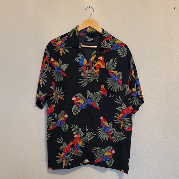 pacific & co | Shirts | Mens Black Parrot Print Shirt | Poshmark